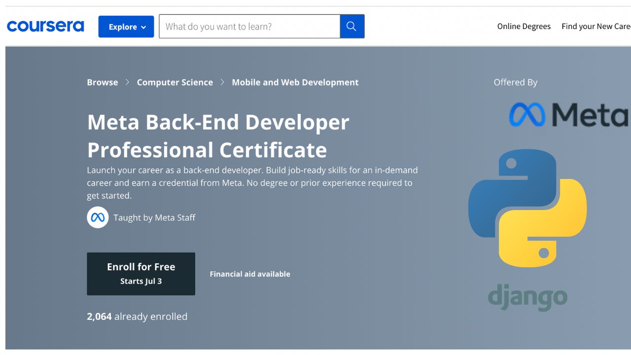 Meta Back end Python Django Coursera STACKPYTHON